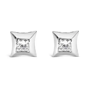 HAUS OF BRILLIANCE 10k Gold 1/2 Cttw Princess Diamond Stud Earrings - White