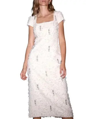 Mint Velvet Embellished Jacquard Midi Dress