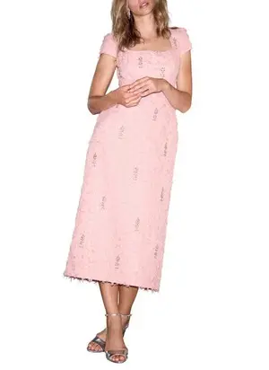 Mint Velvet Embellished Jacquard Midi Dress