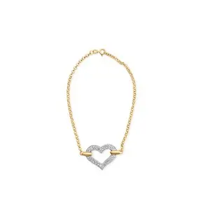 HAUS OF BRILLIANCE 10k Gold Diamond Heart Charm Bracelet - Yellow