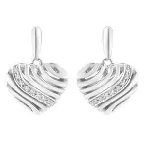 HAUS OF BRILLIANCE Sterling Silver Heart Diamond Earrings - White