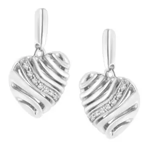 HAUS OF BRILLIANCE Sterling Silver Heart Diamond Earrings