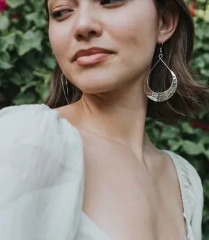 MATR BOOMIE Lunar Crescent Hammered Hoop Earrings