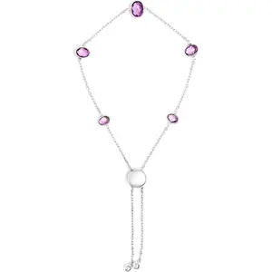 HAUS OF BRILLIANCE 925 Sterling Silver Amethyst Bolo Bracelet - White