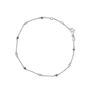 HAUS OF BRILLIANCE 14k Gold Sapphire And Diamond Bracelet - White