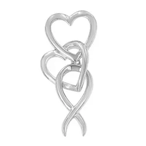 HAUS OF BRILLIANCE 925 Sterling Silver Double-heart & Awareness Ribbon Pendant Necklace - White