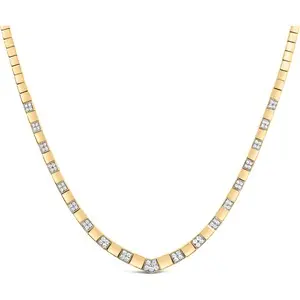 HAUS OF BRILLIANCE 14k Gold Diamond Bar Set Link Chain Necklace - Yellow