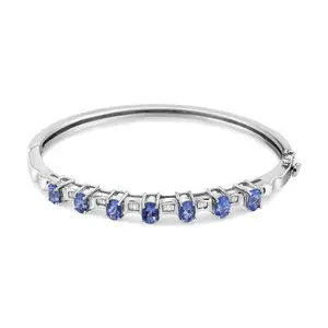HAUS OF BRILLIANCE 14k Gold Tanzanite And Diamond Bangle - White
