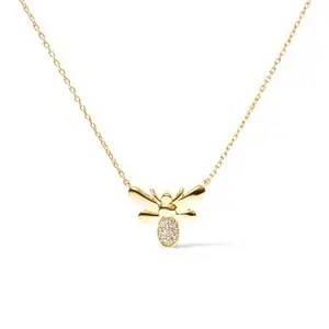 HAUS OF BRILLIANCE 10k Gold Bumble Bee Pendant Necklace - Yellow