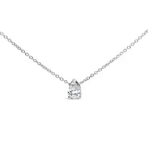 HAUS OF BRILLIANCE 14k Gold 0.50 Cttw Pear Lab-grown Diamond Pendant Necklace - White