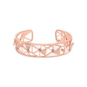 HAUS OF BRILLIANCE 14k Rose Gold Diamond And Tourmaline Cuff Bangle - Pink