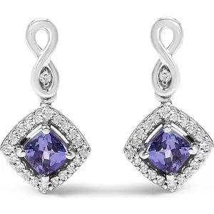 HAUS OF BRILLIANCE 10k Gold Tanzanite And Diamond Drop Earrings - White