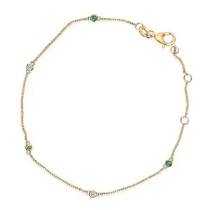 HAUS OF BRILLIANCE 14k Gold Emerald And Diamond Bezel Bracelet - Yellow