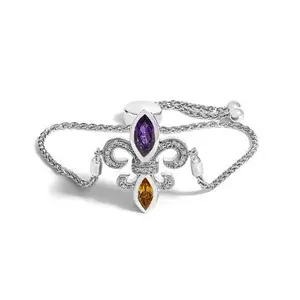 HAUS OF BRILLIANCE Silver Bracelet With Amethyst And Citrine - White