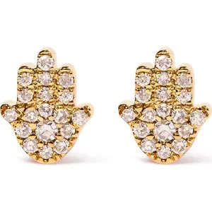 HAUS OF BRILLIANCE 10k Gold Diamond Hamsa Stud Earrings - Yellow