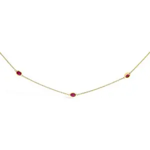 HAUS OF BRILLIANCE 14k Gold Ruby Station Necklace - Yellow