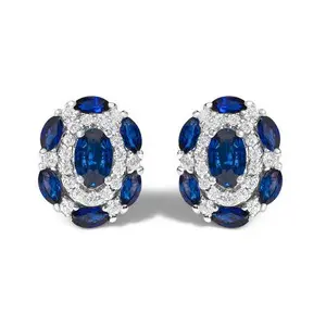 HAUS OF BRILLIANCE 14k Gold Sapphire And Diamond Earrings - White