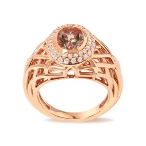 HAUS OF BRILLIANCE 14k Gold Morganite And Diamond Cocktail Ring - Pink
