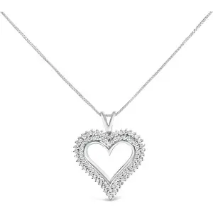 HAUS OF BRILLIANCE Silver Lab-grown Diamond Open Heart Pendant Necklace - White
