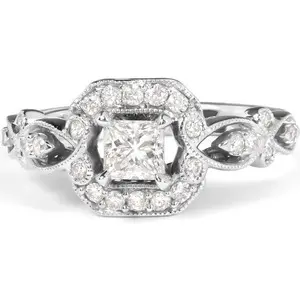 HAUS OF BRILLIANCE 14k Gold Diamond Halo Engagement Ring - White