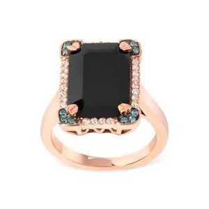 HAUS OF BRILLIANCE 14k Rose Gold Black Onyx And Diamond Cocktail Ring - Pink