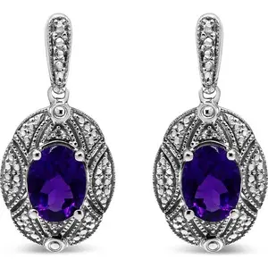 HAUS OF BRILLIANCE Diamond Accent And Amethyst Stud Earrings - White