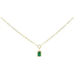 HAUS OF BRILLIANCE 10k Gold Emerald Solitaire Pendant Necklace - Yellow
