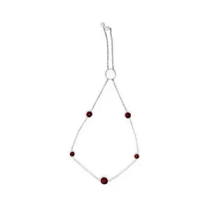 HAUS OF BRILLIANCE 925 Sterling Silver Garnet Bolo Bracelet - White