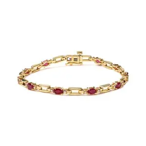HAUS OF BRILLIANCE 10k Gold Ruby And Diamond Bracelet - Yellow