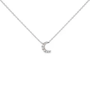 HAUS OF BRILLIANCE 10k Gold Diamond Crescent Moon Pendant Necklace - White