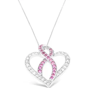 HAUS OF BRILLIANCE 14k Gold, Diamond, And Pink Sapphire Gemstone Heart Pendant Necklace - White
