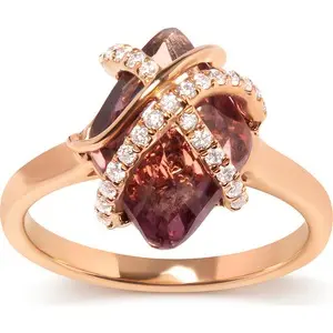 HAUS OF BRILLIANCE 14k Rose Gold Amethyst And Diamond Cocktail Ring - Pink
