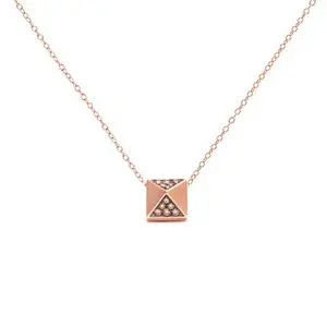 HAUS OF BRILLIANCE 14k Rose Gold Diamond Pyramid Pendant Necklace - Pink