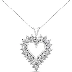 HAUS OF BRILLIANCE 4 Cttw Round-cut Diamond Heart Pendant Necklace - White