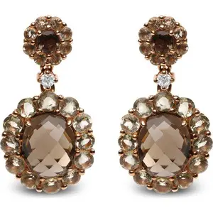 HAUS OF BRILLIANCE 18k Rose Gold Quartz And Diamond Dangle Drop Earrings - Pink