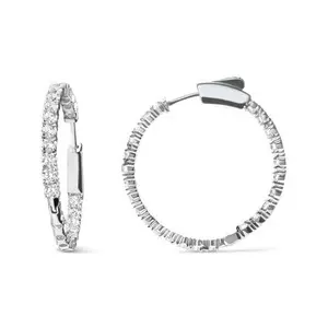 HAUS OF BRILLIANCE 14k Gold 1.0 Carat Lab-grown Diamond Hoop Earrings - White