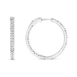 HAUS OF BRILLIANCE 14k Gold 1.0 Ct Diamond Inside Out Hoop Earrings - White