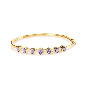 HAUS OF BRILLIANCE 14k Gold Tanzanite And Diamond Bangle Bracelet - Yellow