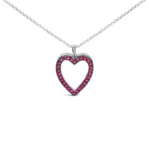 HAUS OF BRILLIANCE 18k Diamond And Ruby Heart Pendant Necklace - White