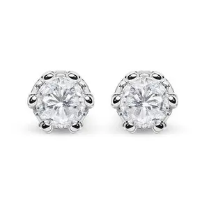 HAUS OF BRILLIANCE 14k Gold 1.0 Cttw Diamond Crown Stud Earrings - White
