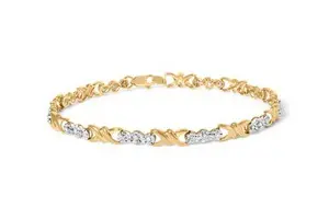 HAUS OF BRILLIANCE 10k Gold Diamond X-link Bracelet - Yellow