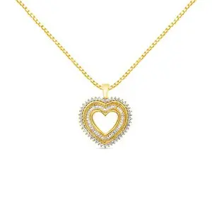HAUS OF BRILLIANCE 14k Gold Plated Silver 1.0 Cttw Diamond Heart Pendant Necklace - Yellow