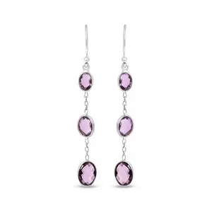 HAUS OF BRILLIANCE 2-inch Amethyst Drop Earrings - White