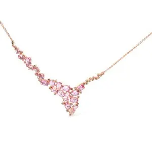 HAUS OF BRILLIANCE 18k Rose Gold Diamond And Sapphire Station Necklace - Pink