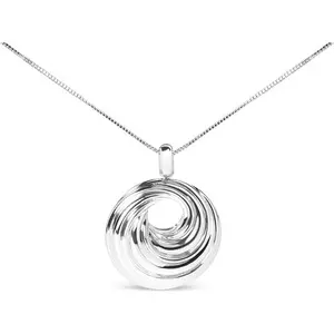 HAUS OF BRILLIANCE 925 Sterling Silver Wave Medallion Pendant Necklace - White