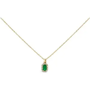 HAUS OF BRILLIANCE Gold Emerald And Diamond Octagonal Pendant Necklace - Yellow