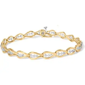 HAUS OF BRILLIANCE 10k Gold 1/3 Cttw Diamond Teardrop Link Bracelet - Yellow