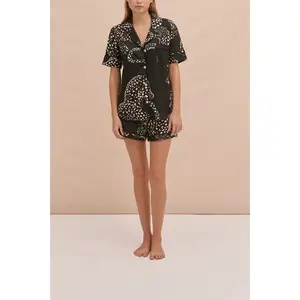 Desmond & Dempsey Short Sleeve Pajama Set - Jag Navy