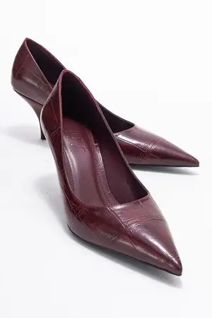 PROLOGUE SHOES Marcus Pointed Toe Pump - Burgundy Printed