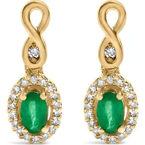 HAUS OF BRILLIANCE 10k Gold Emerald And Diamond Dangle Earrings - Yellow